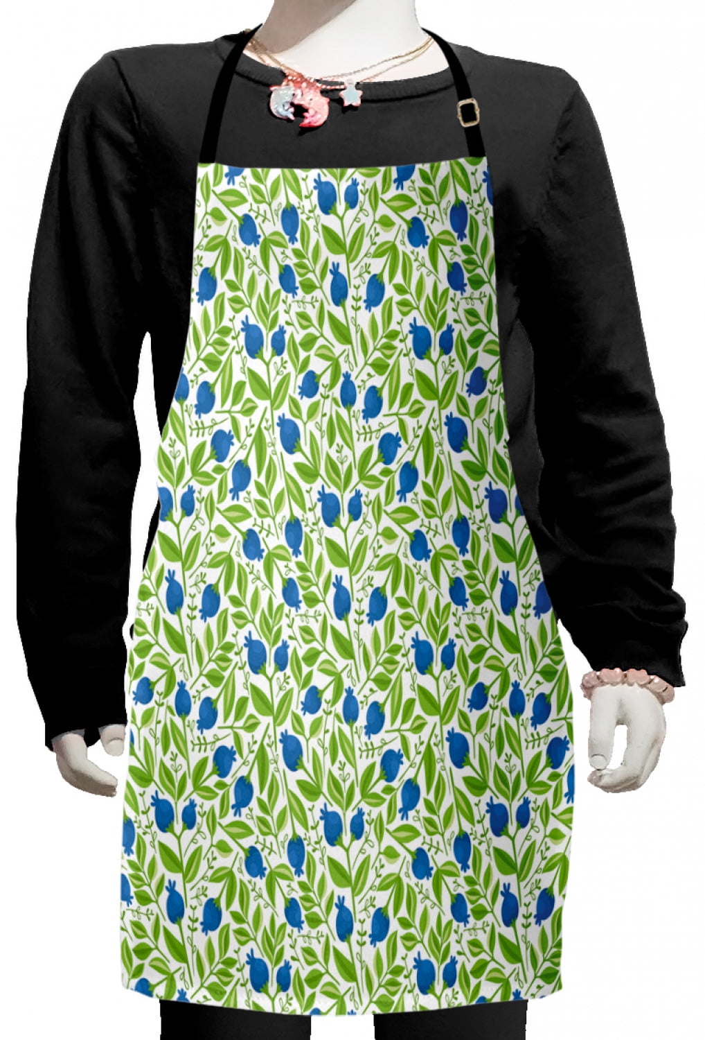 Fruits Kids Apron, Flowering Blueberry Blossoms Vivid Leaf Branches ...