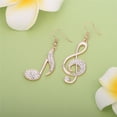Music Notes Earrings Symbol Anti-Tarnish Gold Plated Crystal Stones J ...