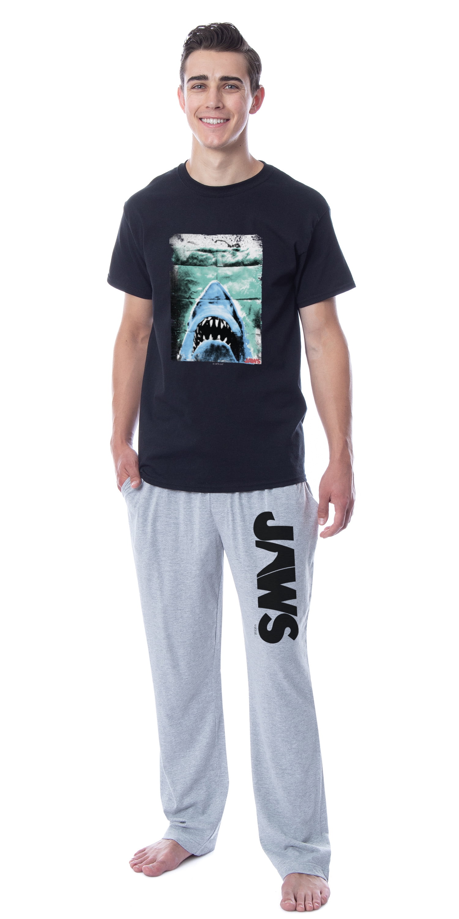 Jaws Mens' Classic Film Movie Title Logo Distressed Sleep Pajama Set ...
