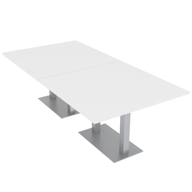 Large 8 Rectangular Conference Table 8 Person Square Metal Base White ...