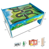 Hey! Play! Wooden Train Set & Table for Kids - Complete Set with 75 ...