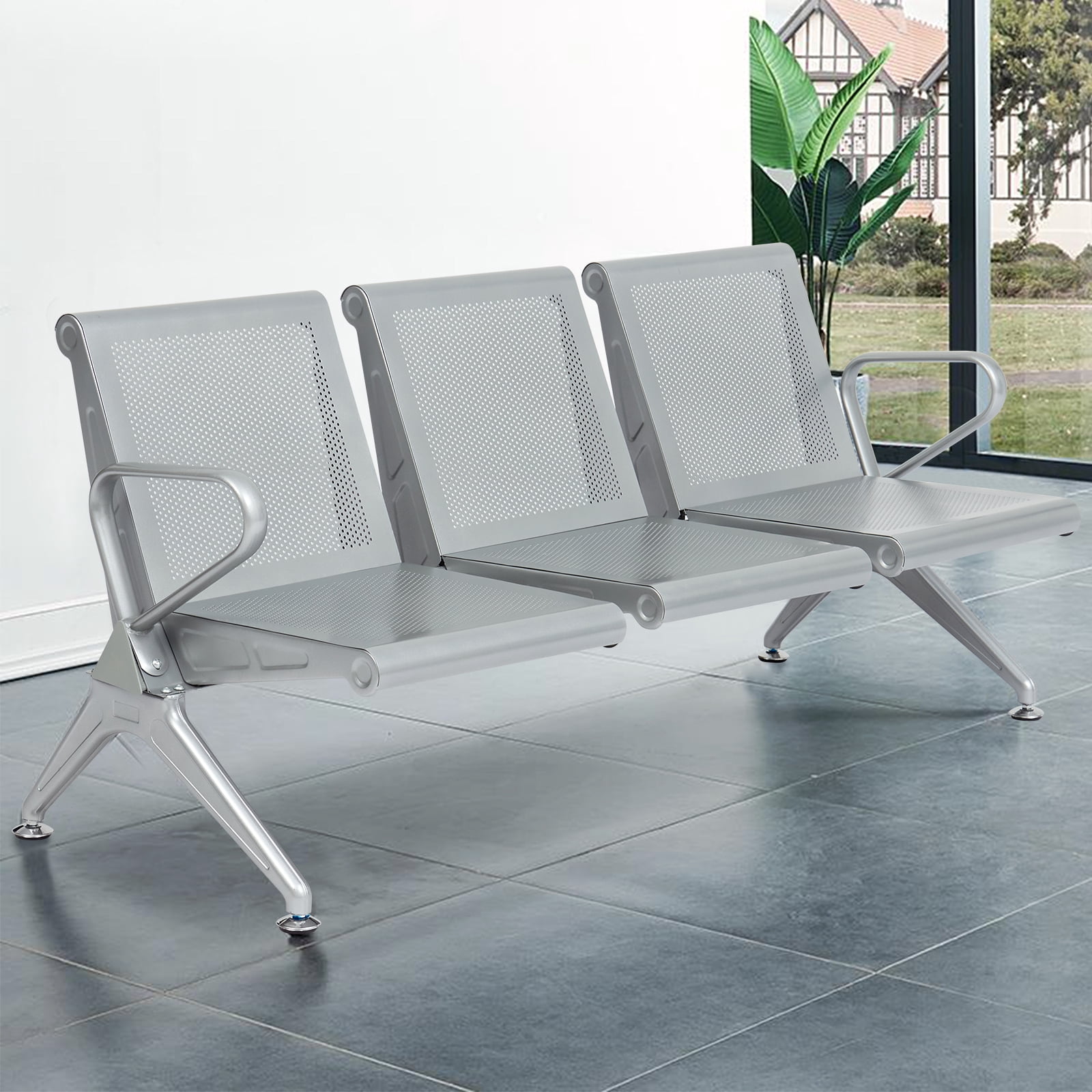 Kinbor 3-Seat Office Guest Waiting Chair Bench with Steel Frame for ...