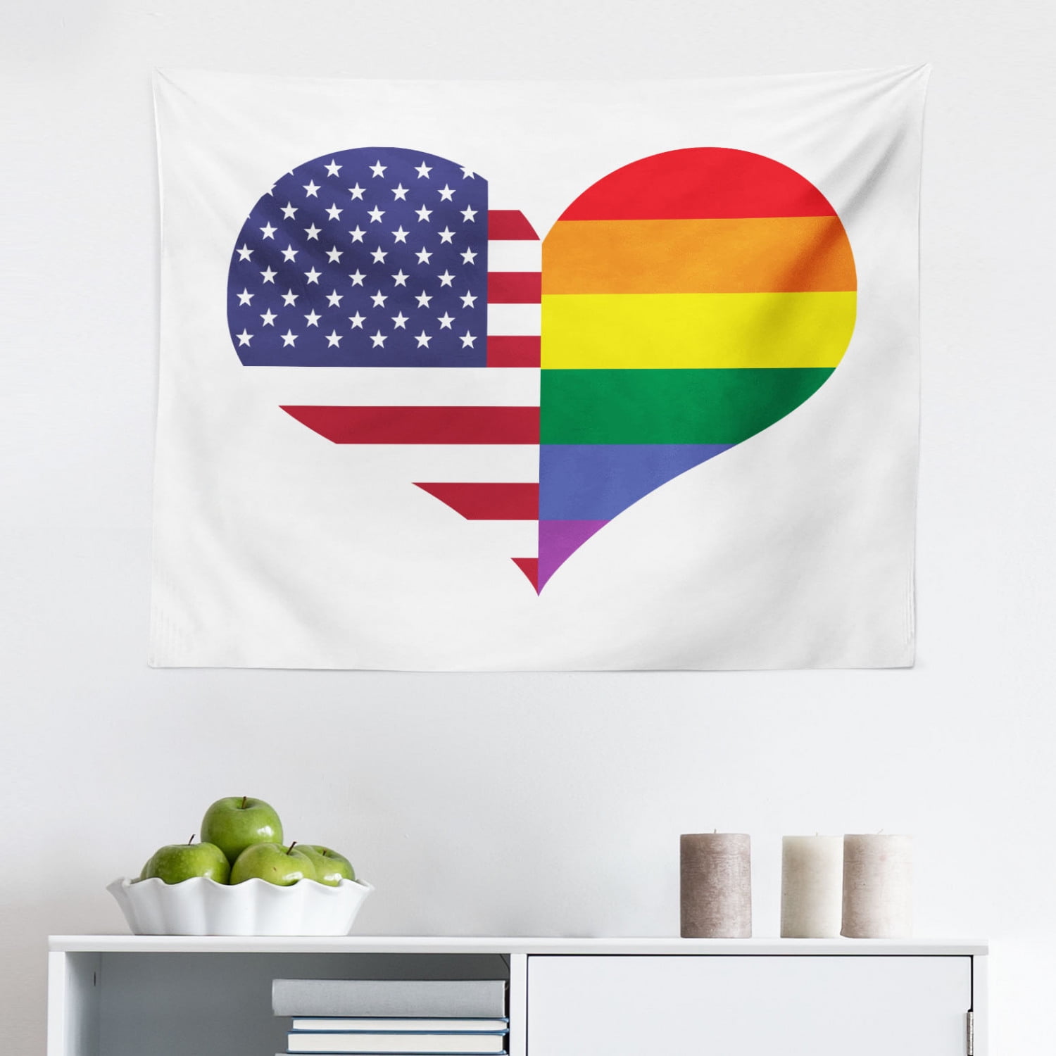 Pride Tapestry, Support LGBT Calligraphy with Celebration Theme Crowd ...