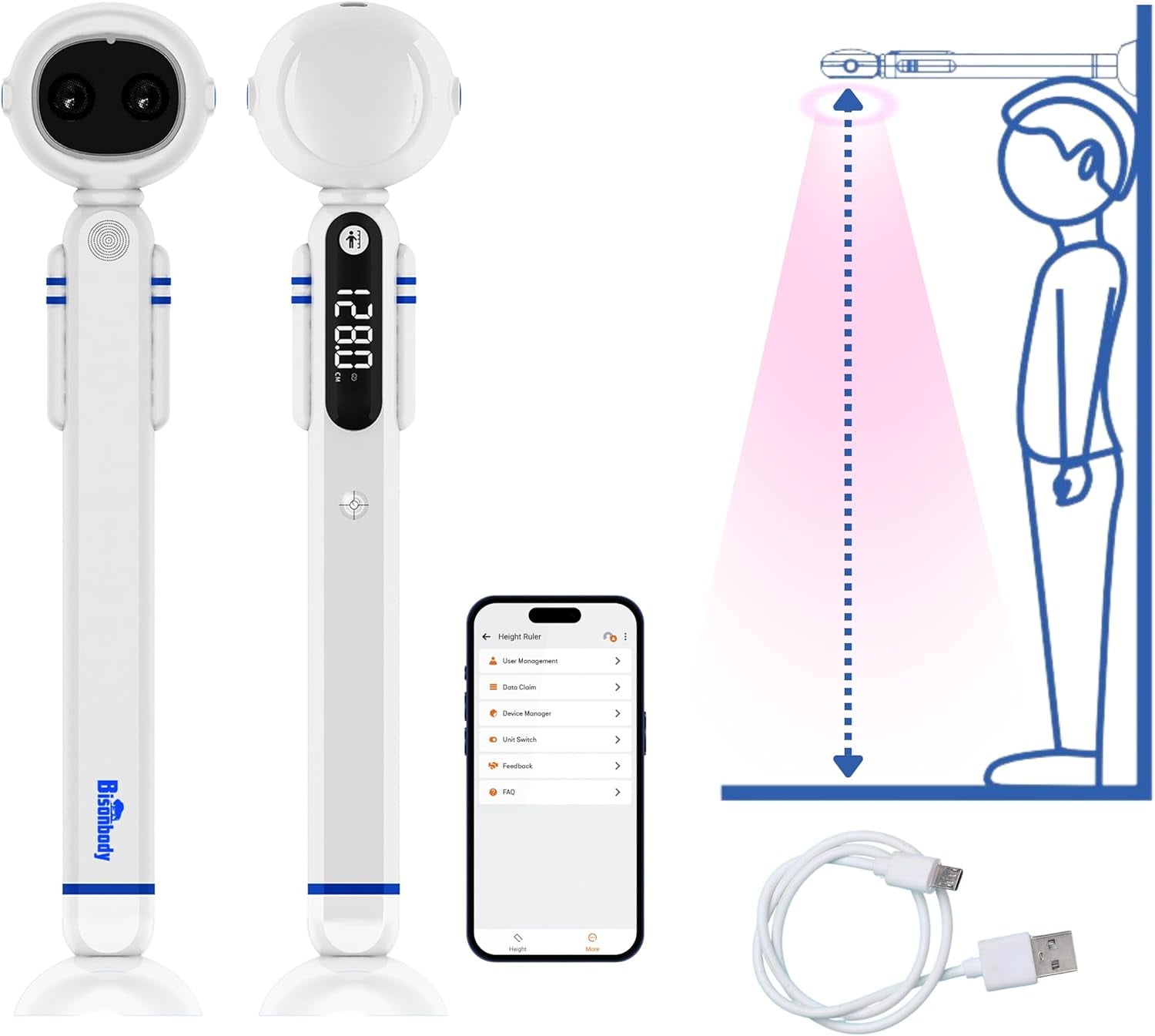 Bisonbody Smart Digital Height Measuring Device for Kids – Wireless ...