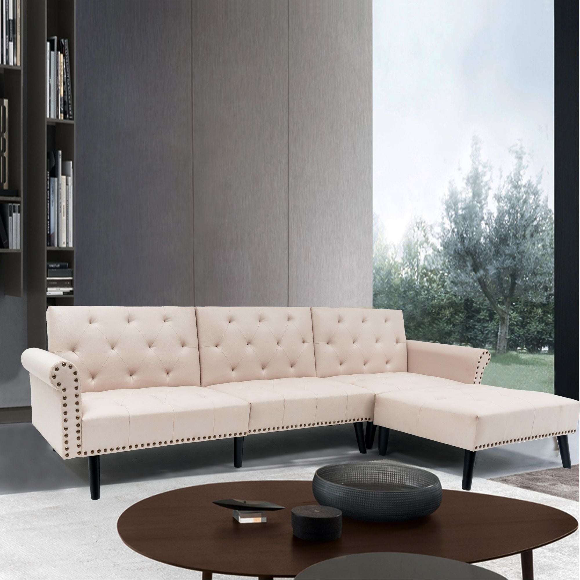 PU Leather Large Sectional Sofa L-Shaped Couch with Extra Wide Chaise ...