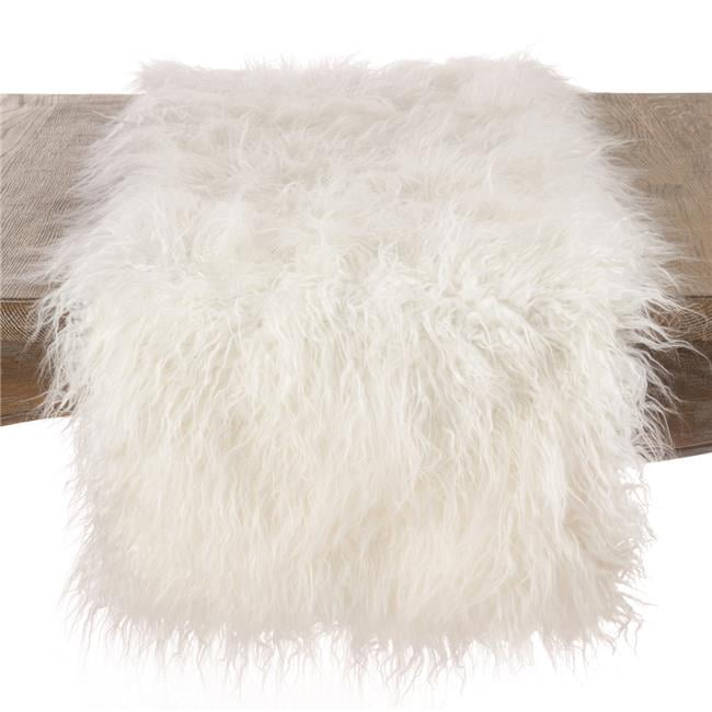 SARO 706.I1672B 16 x 72 in. Rectangle Mongolian Faux Fur Table Runner ...