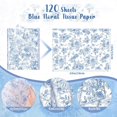 120 Sheets Blue Floral Tissue Paper Bulk Vintage Blue & White Flower ...