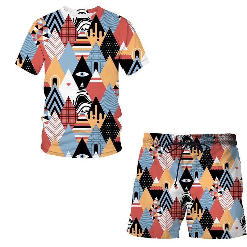 Outfits for Men 2 Piece Sets,Fashion Summer Abstract Geometric 3D ...