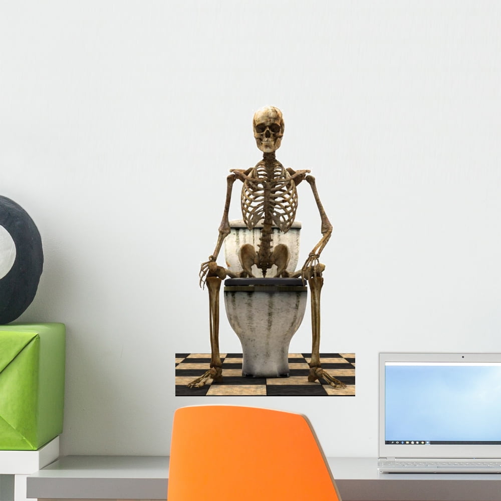 Skeleton Toilet Wall Decal by Wallmonkeys Peel and Stick Graphic (18 in ...