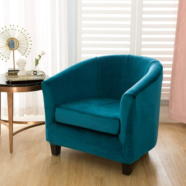 Topchances 2-Piece Tub Chair Covers, Tub Sofa Slipcover Velvet Barrel ...