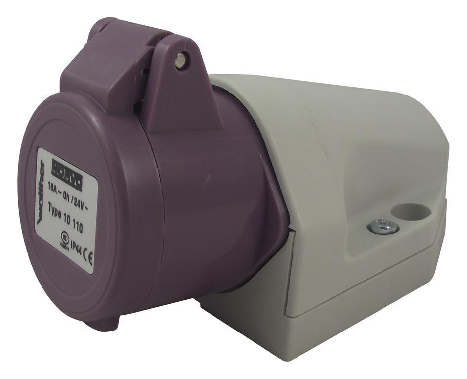 WALTHER - 16A, 24V, Surface Mount CEE Socket, 2P, Violet, IP44 ...