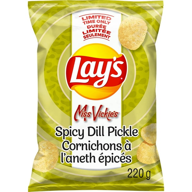 Lay’s Spicy Dill Pickle Flavoured Potato Chips, 220 g. - Walmart.ca