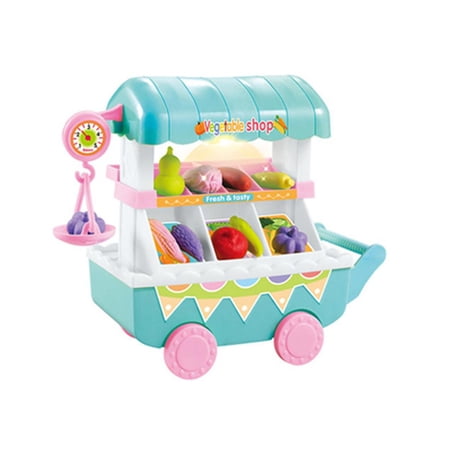 Jianama Kids Mini Plastic Food Cart Toy Pretend Play Toys Set ...