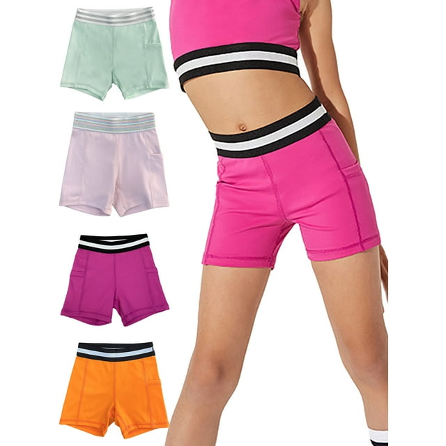 Kids Girls Athletic Shorts, Fitness Running Training Yoga Shorts 4-9 ...