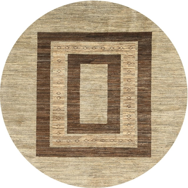 Ahgly Company Indoor Round Contemporary Dark Gold Brown Area Rugs, 6 ...