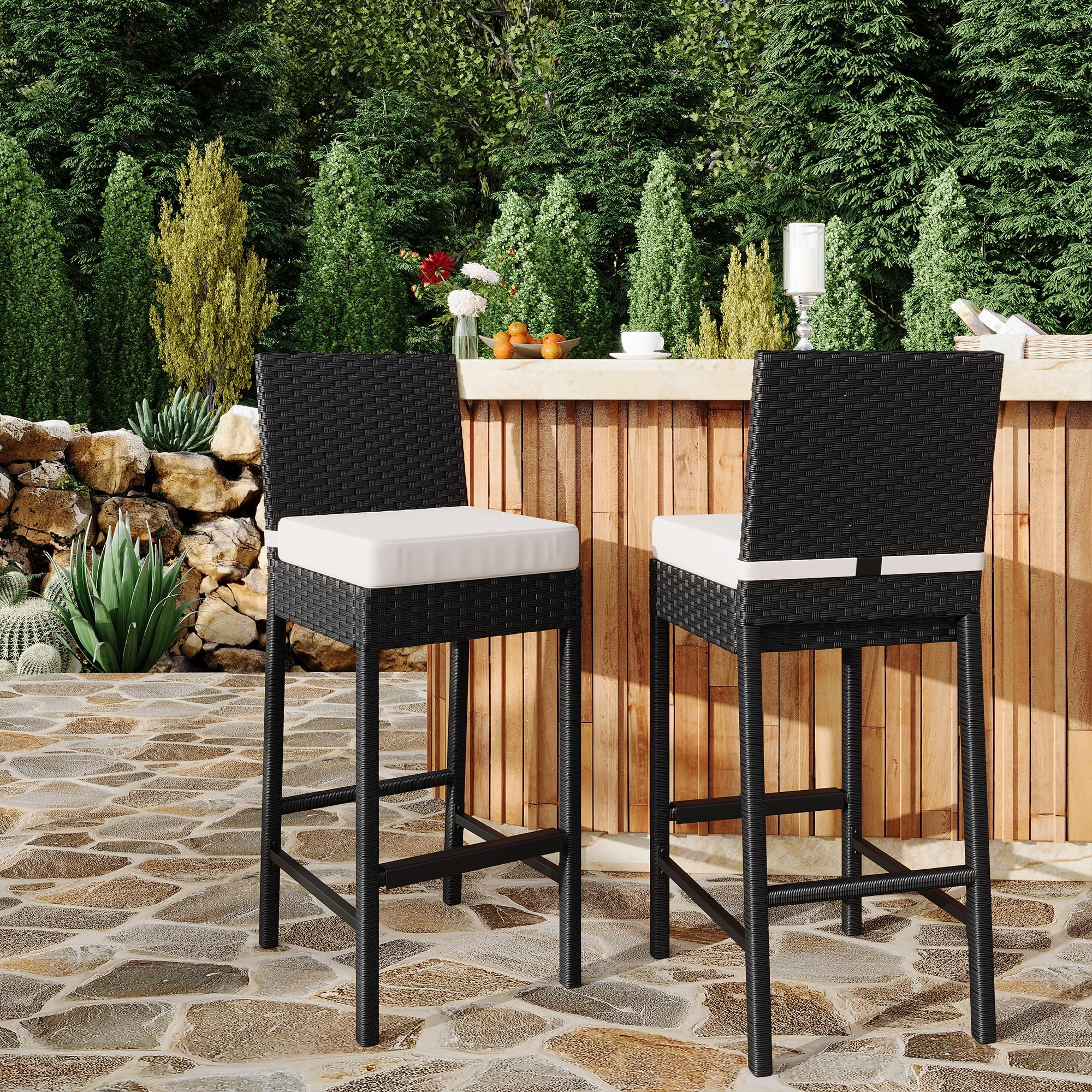 Click here for Dragonpad Usa Upholstered Patio Wicker Barstools S... prices