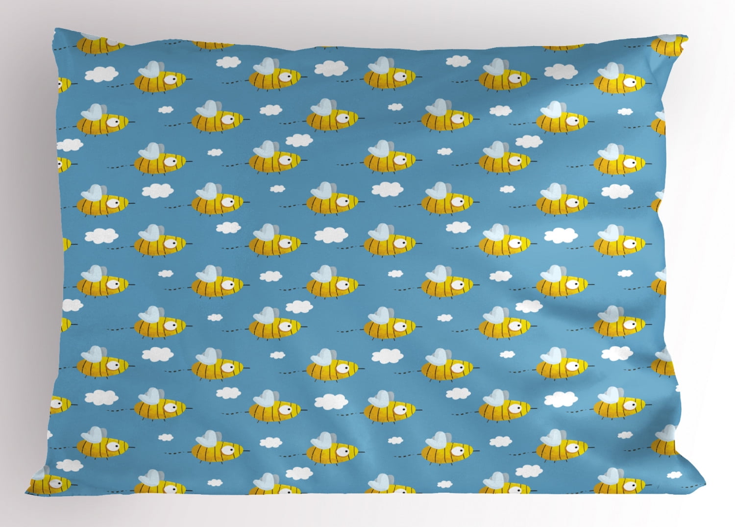 Bee Pillow Sham Cute Hand-Drawn Bees with Wings and Enourmous Eyes ...
