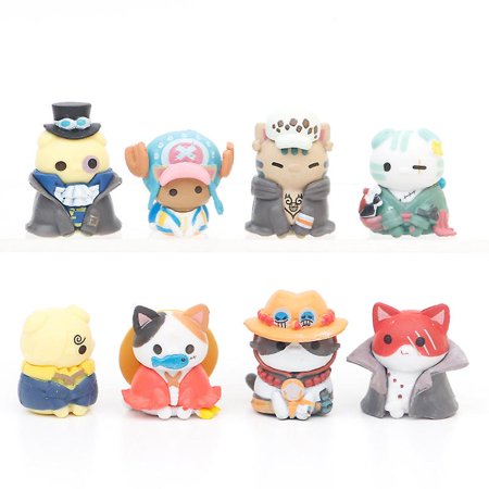 8 Pcs Pirate Cats Cos One Piece Cat Q-version Cartoon Doll Capsule Toys ...