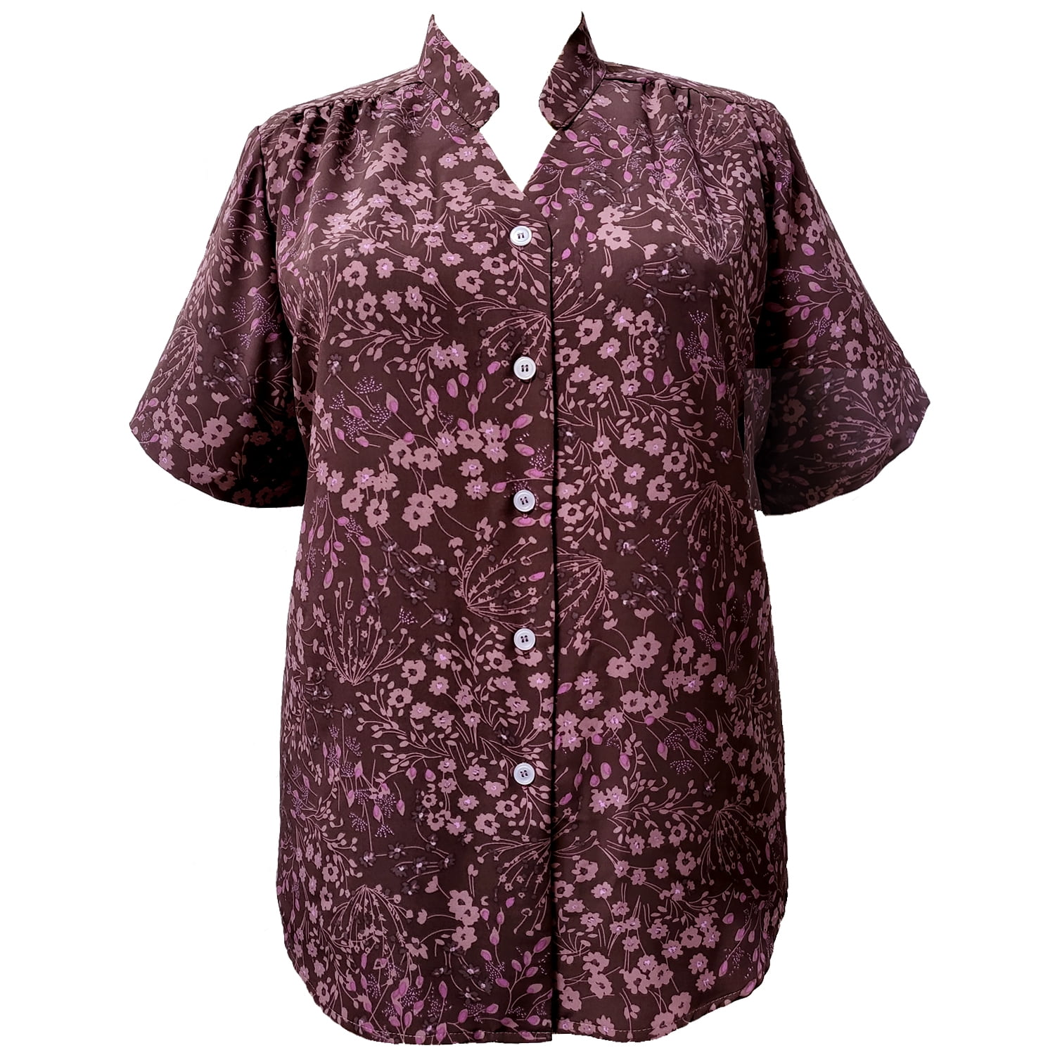 A Personal Touch Women's Plus Size Short Sleeve Mandarin Collar V-Neck ...