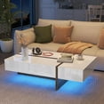 "ChVans LED Coffee Table with Lights, 3 Drawers Storage, 47.2"" Modern ...