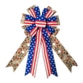 2 Pcs Patriotic Bow Wreath Red White Blue Star Burlap Bow American Flag ...