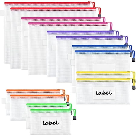 14 Pcs 6 Sizes Plastic Envelopes Zip Envelopes Files, Waterproof Zipper ...