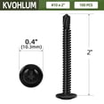 #10 x 2 (100 PCS) Black Fast Self Tapping Sheet Metal Screws, Modified ...