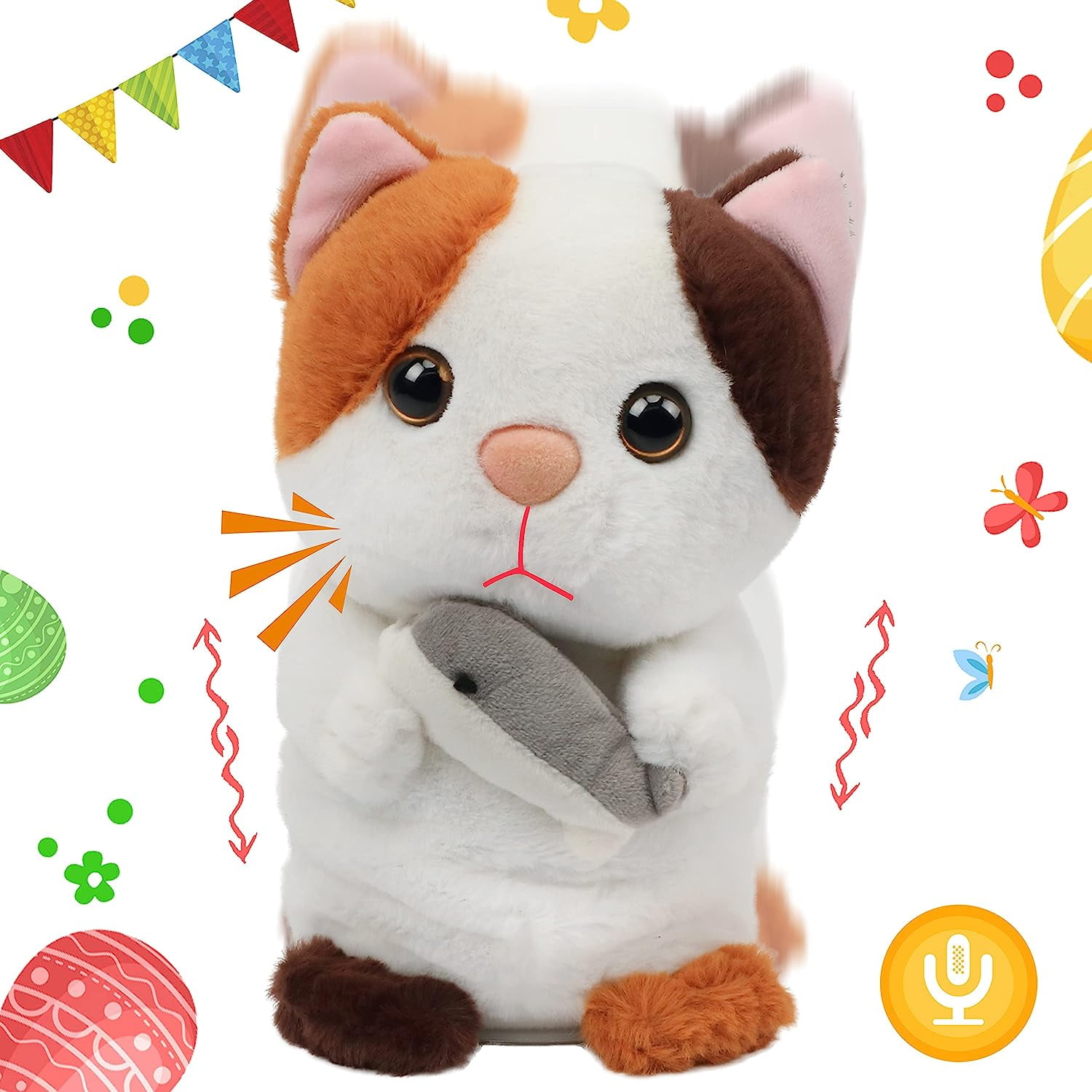 Talking Cat Repeats What You Say Piggy Nodding Electric Interactive Toy ...