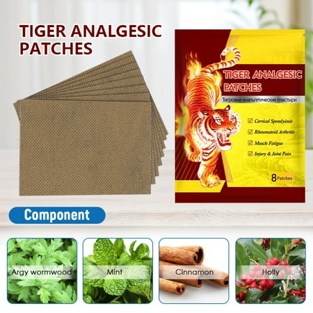 8PCS Tiger Analgesic Balm Patches Relieve Neck Stiffness Arthritis Or ...