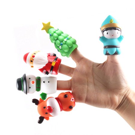 5 Pcs Christmas Cartoon Finger Puppets Toy Cute Children Toy Hand ...