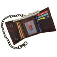 RFID Safe Vintage Brown Leather Biker Trifold Chain Wallet with Chain ...