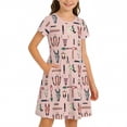 Cartoon Print Short Sleeve Casual Dress Girls Kids Summer Day Outfit ...
