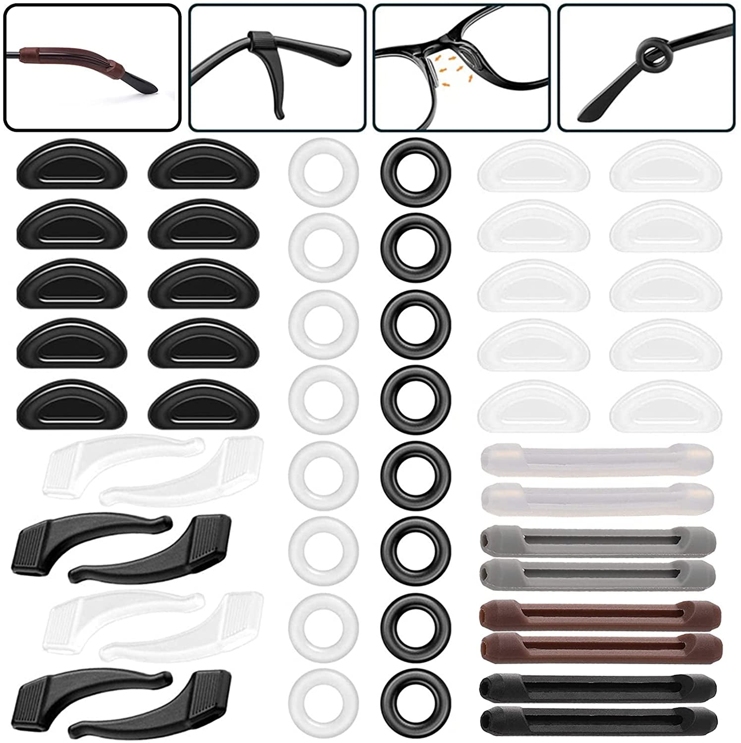 26 Pairs Silicone Anti-Slip Glasses Ear Hook Grip Adhesive Eyeglasses ...