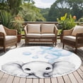 Cute Elephant 6FT Round Area Rugs for Living Room Blue Watercolor ...