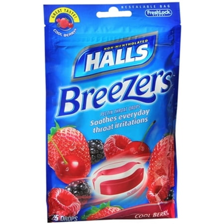 Halls Breezers: Cool Berry Non-Mentholated Pectin Throat Drops, 25 Ct ...