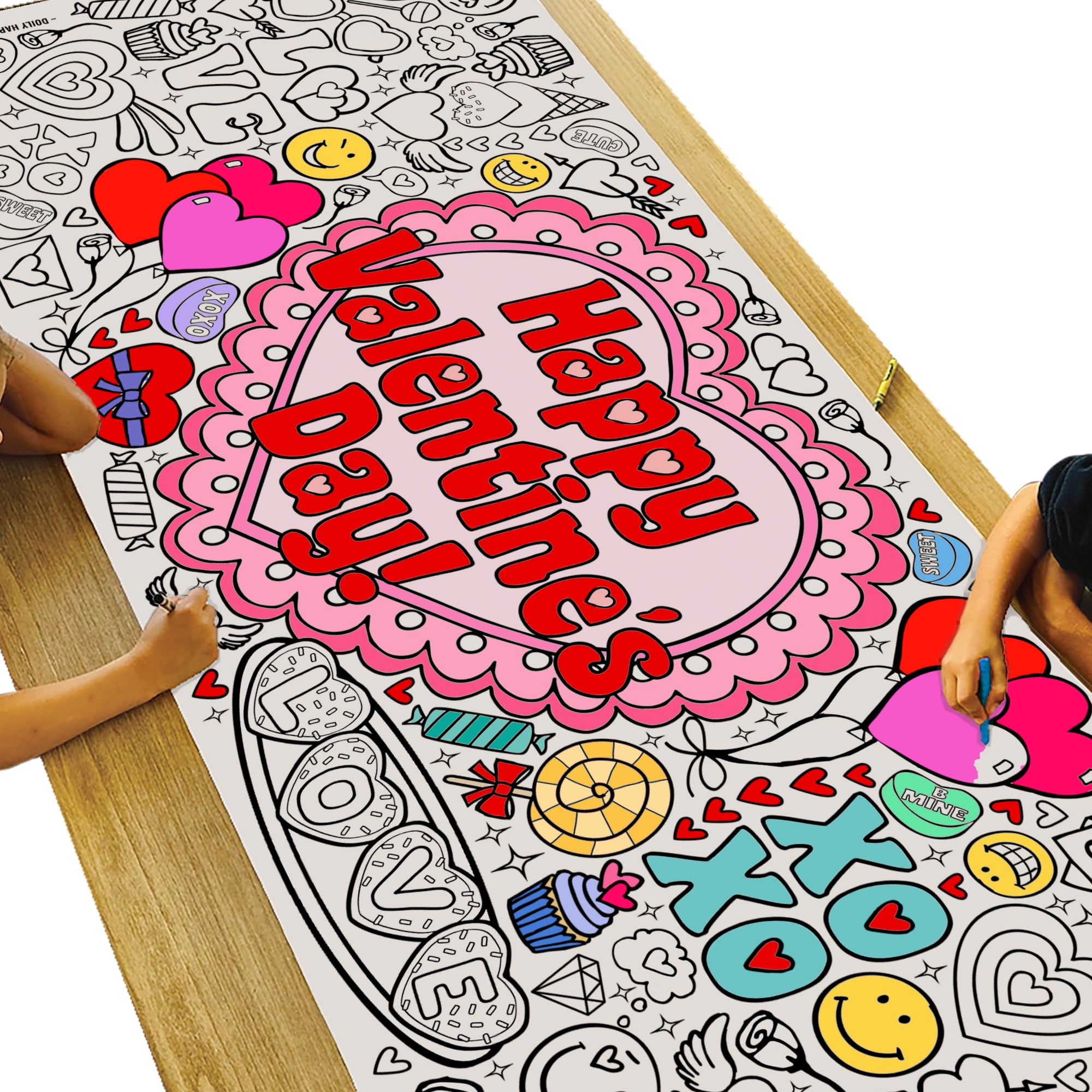 Tiny Expressions Giant Hugs & Kisses Valentine's Day Coloring Poster ...