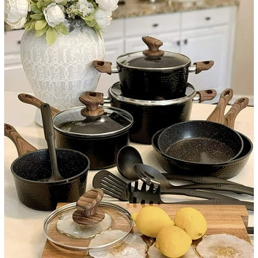 Kitchen Cookware Sets Nonstick, 12 Piece Pots and Pans Set Granite ...