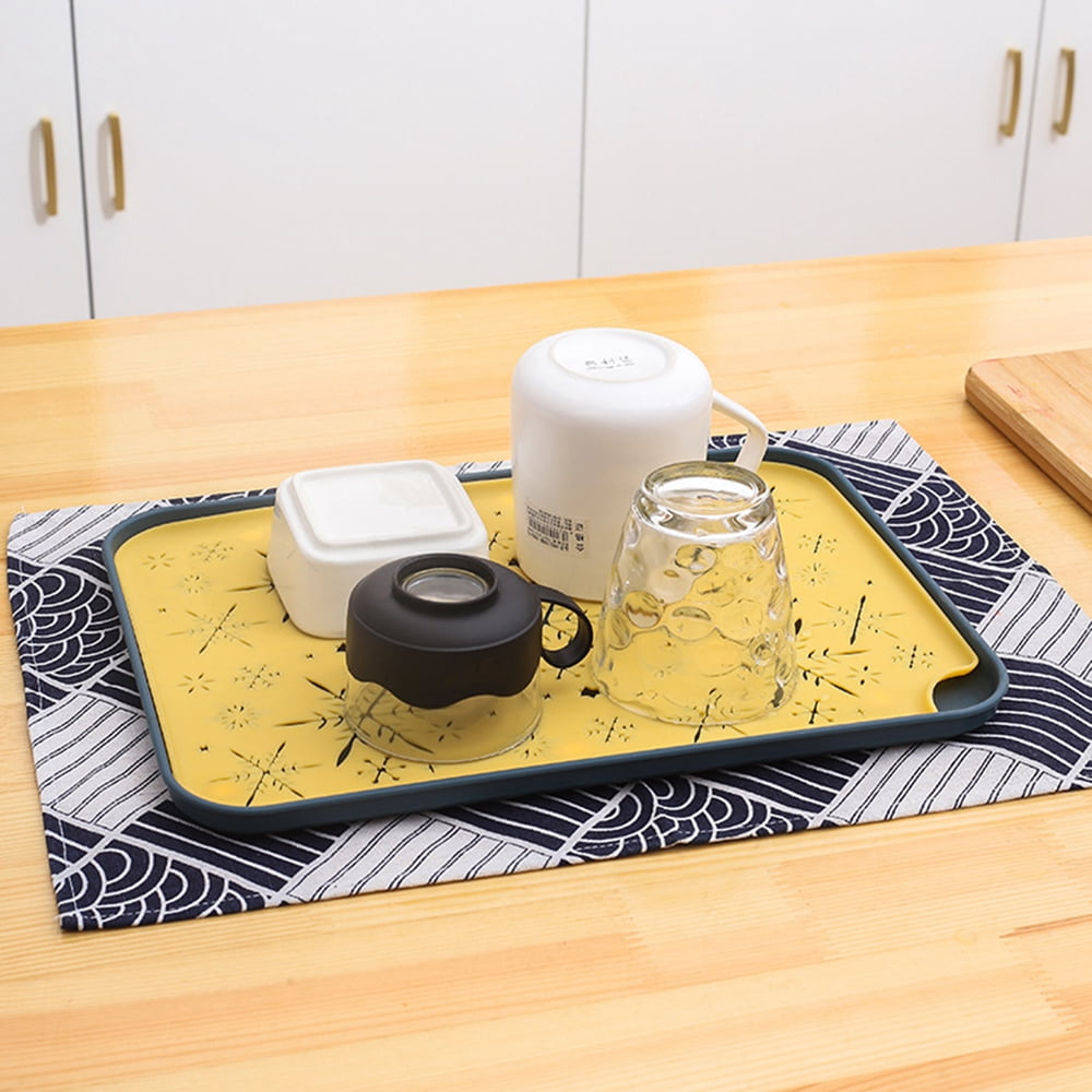 Serving Tray & Dish Rack & Flat Drain Board, Multi-Use Tray for Serving ...