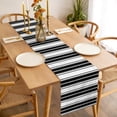 Black Striped Cotton Linen Table Runner Vertical Stripe Modern ...