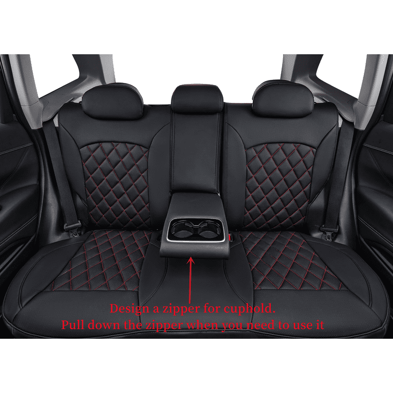 Coverdream Custom Fit Outback Car Seat Covers for Subaru Outback 2015 2016 2017 2018 2019 Leatherette Black Red Full Set Size 2015 2019 Outback