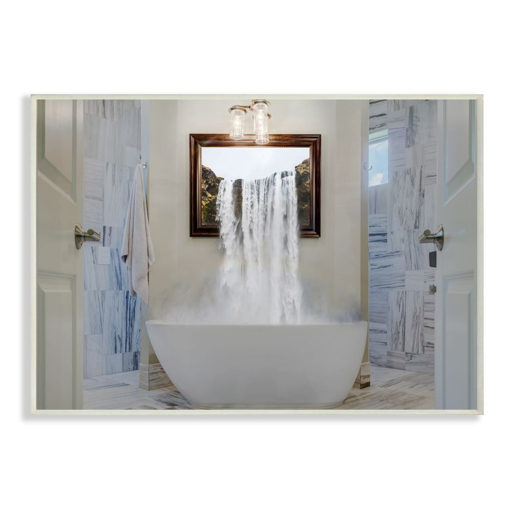 Stupell Industries Bathtub Waterfall Abstract Bathroom Photograph ...