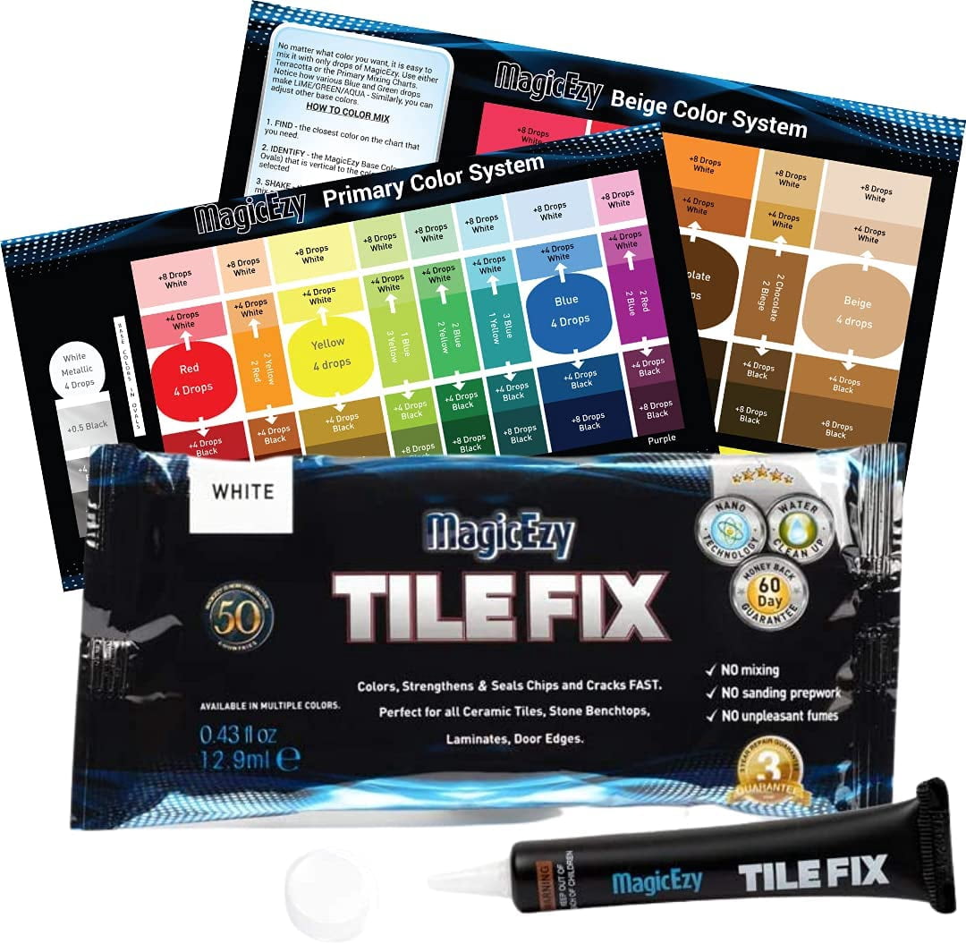 MagicEzy Tile Fix (White) - Ceramic Tile Scratch Repair - Easy Touch Up ...