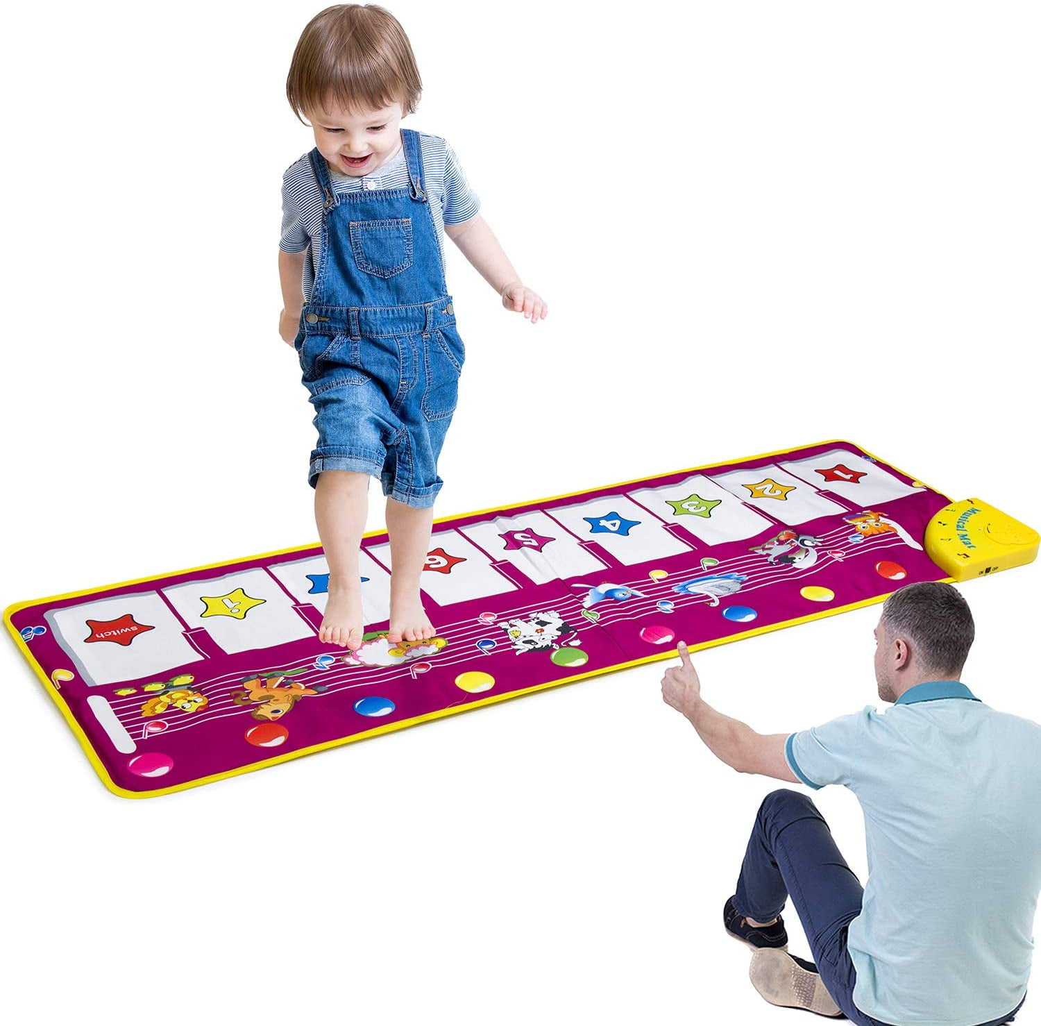 Mimifly Piano Mat, Foldable Musical Mat [ 100cm X 36cm, 14 Keys ] Baby ...