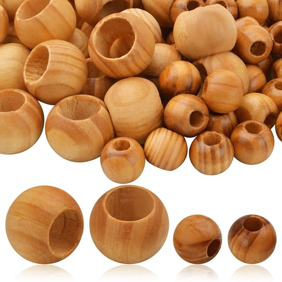 Wood Beads For Crafts, Large Brown Wooden Beads With Holes For Hair ...
