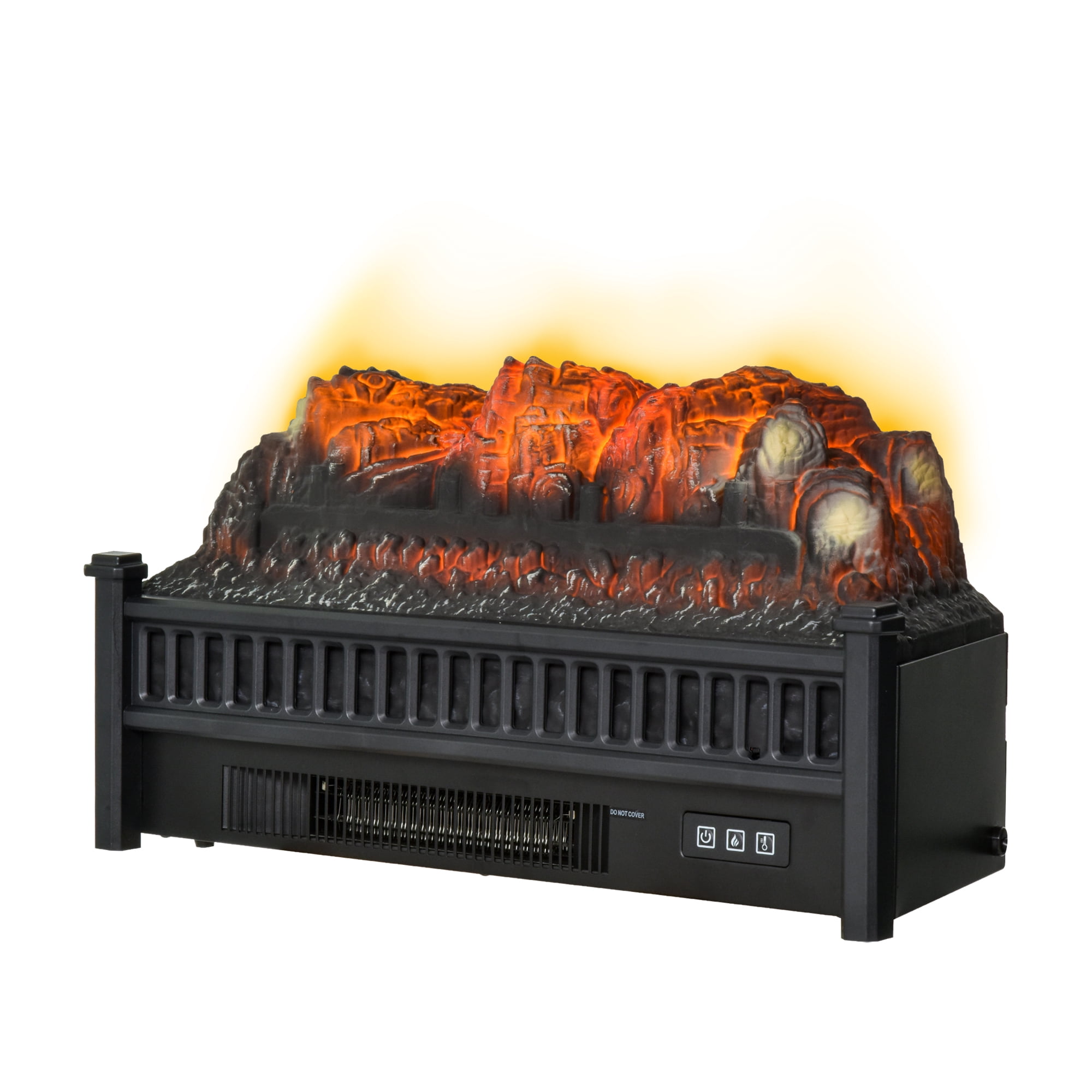 HOMCOM Electric Fireplace Insert with Realistic Log Flame Effects ...