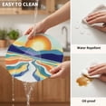 Abstract Colorful Ocean Sun Leather Placemats Set of 2, 15 Inch, Modern ...