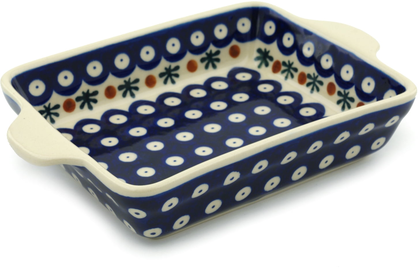 Polish Pottery 8¾-inch Rectangular Baker with Handles (Mosquito Theme ...