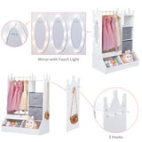EastVita Girls'Dress-Up Storage with Light & Mirror,Kids Clothing Rack ...