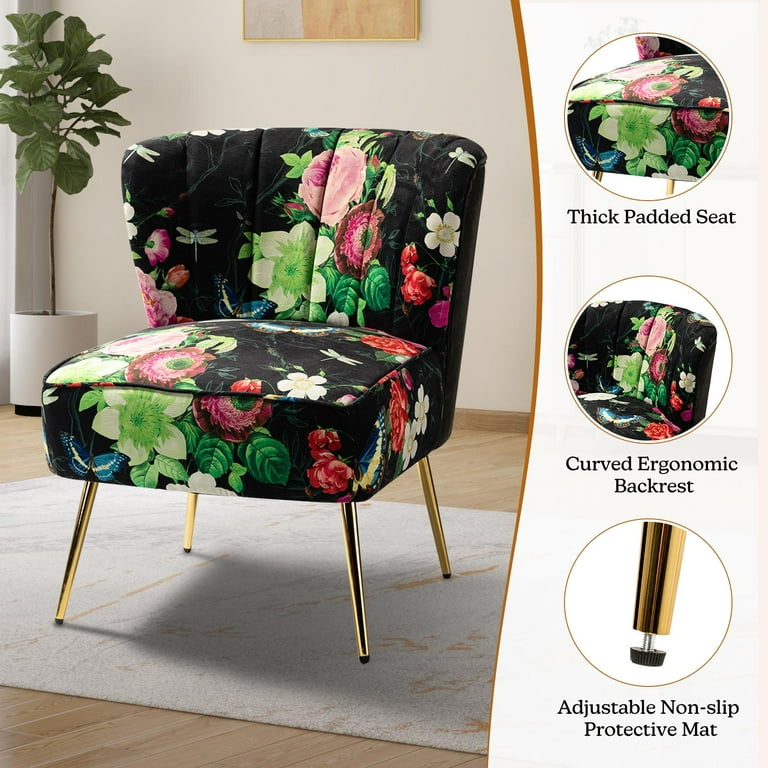 Floral velvet accent chair store