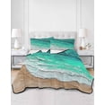 Coastal Ocean Quilts Bedding Set Full Size Beach Dark Teal Waves ...